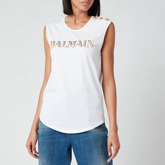 Balmain | Tops | Balmain White Tank | Poshmark